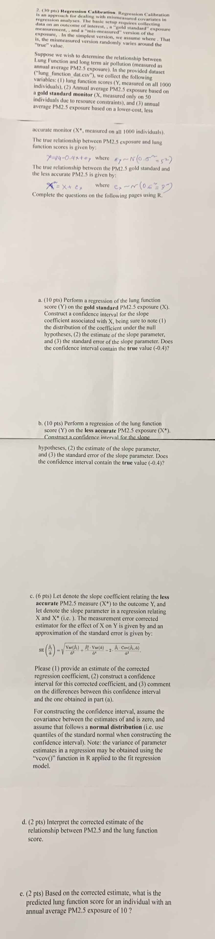 Solved ( 30 ﻿pts ) ﻿Regression Calibration. Regression | Chegg.com