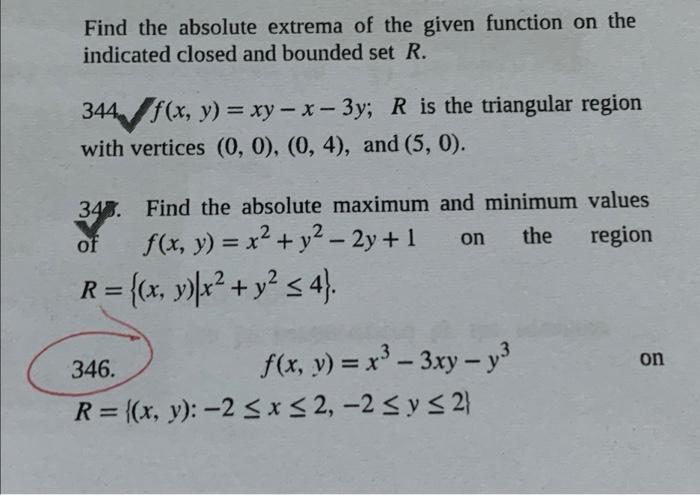 Solved Find the absolute extrema of the given function on | Chegg.com