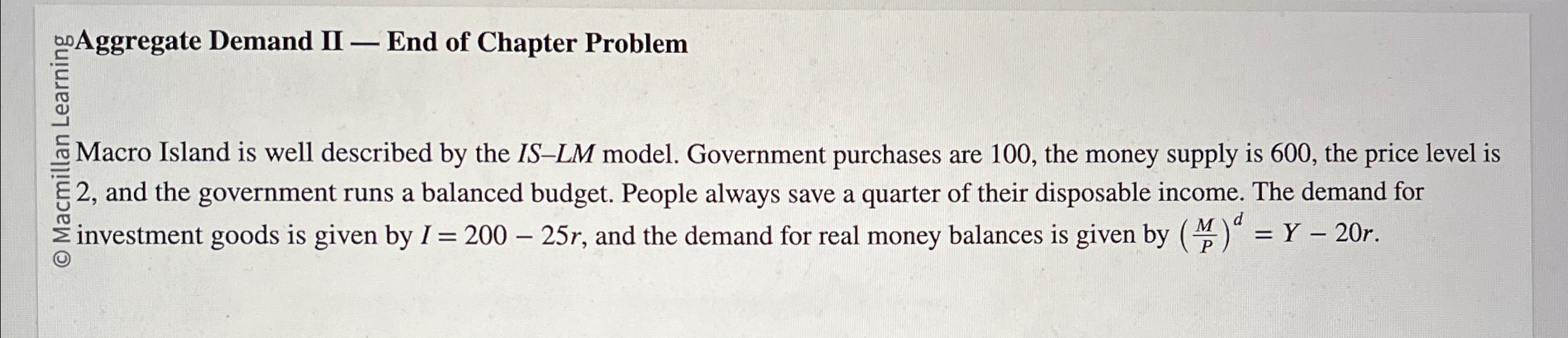 Solved Aggregate Demand II - ﻿End of Chapter ProblemMacro | Chegg.com