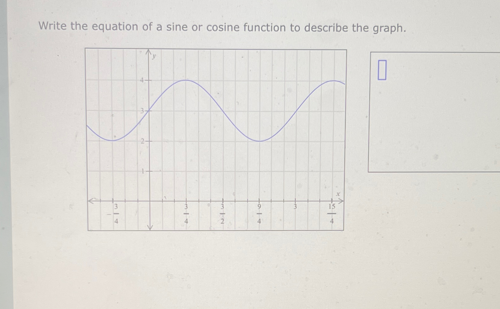 Solved Write the equation of a sine or cosine function to | Chegg.com