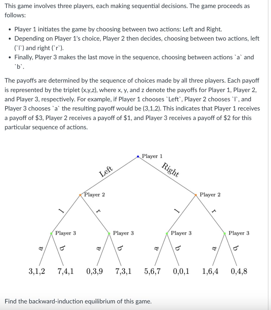 Solved This game involves three players, each making | Chegg.com