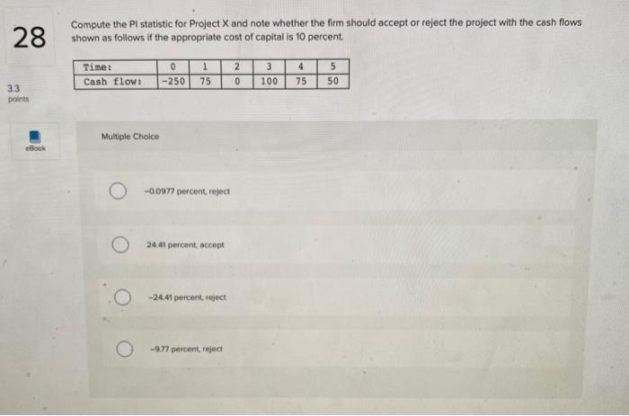 Solved Compute the Pl statistic for Project X and note | Chegg.com