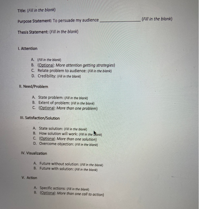 Title: (Fill in the blank) Purpose Statement: To | Chegg.com