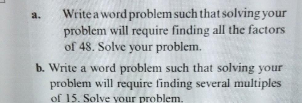 Solved Write a word problem such that solving your problem | Chegg.com
