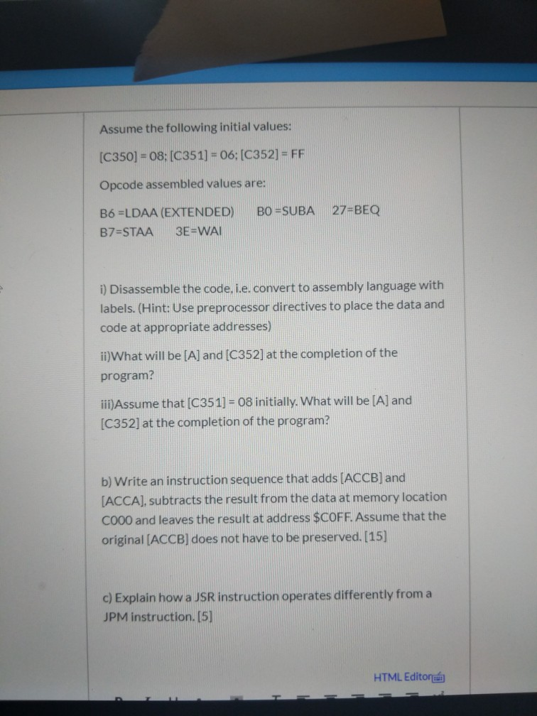 1. A) Study the following 68HC11 MPU program and | Chegg.com