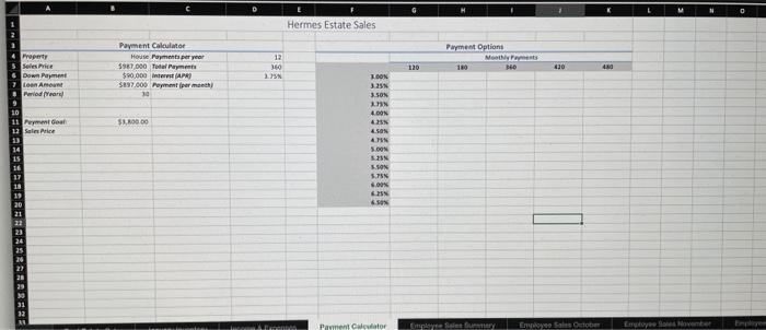 Solved On the Payment Calculator sheet, when clicking in | Chegg.com