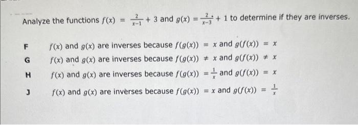 Solved Analyze the functions f(x)=x−12+3 and g(x)=x−32+1 to | Chegg.com