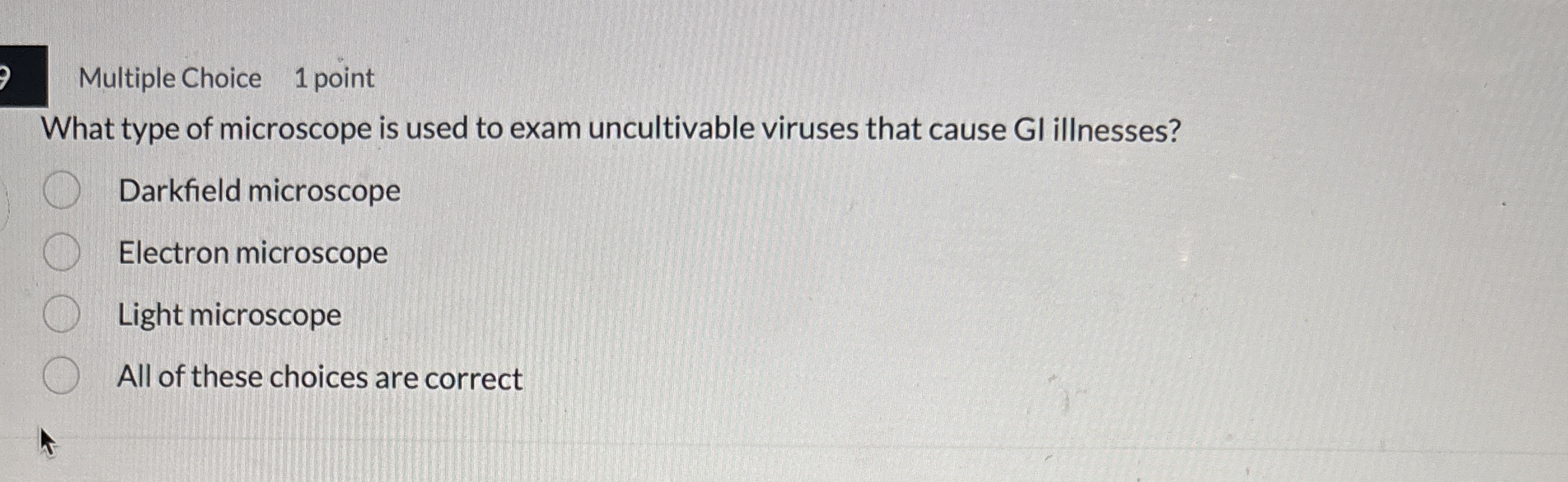 Solved Multiple Choice 1 ﻿pointWhat type of microscope is | Chegg.com
