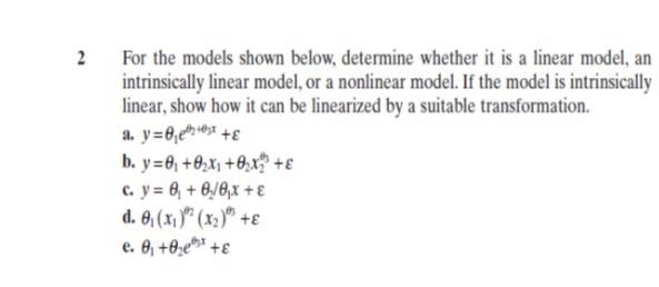 Solved 2 For the models shown below, determine whether it is | Chegg.com
