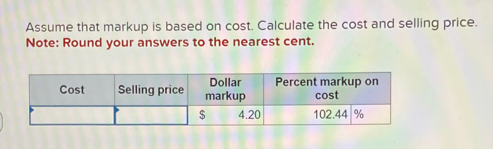 Solved Assume that markup is based on cost. ﻿Calculate the | Chegg.com
