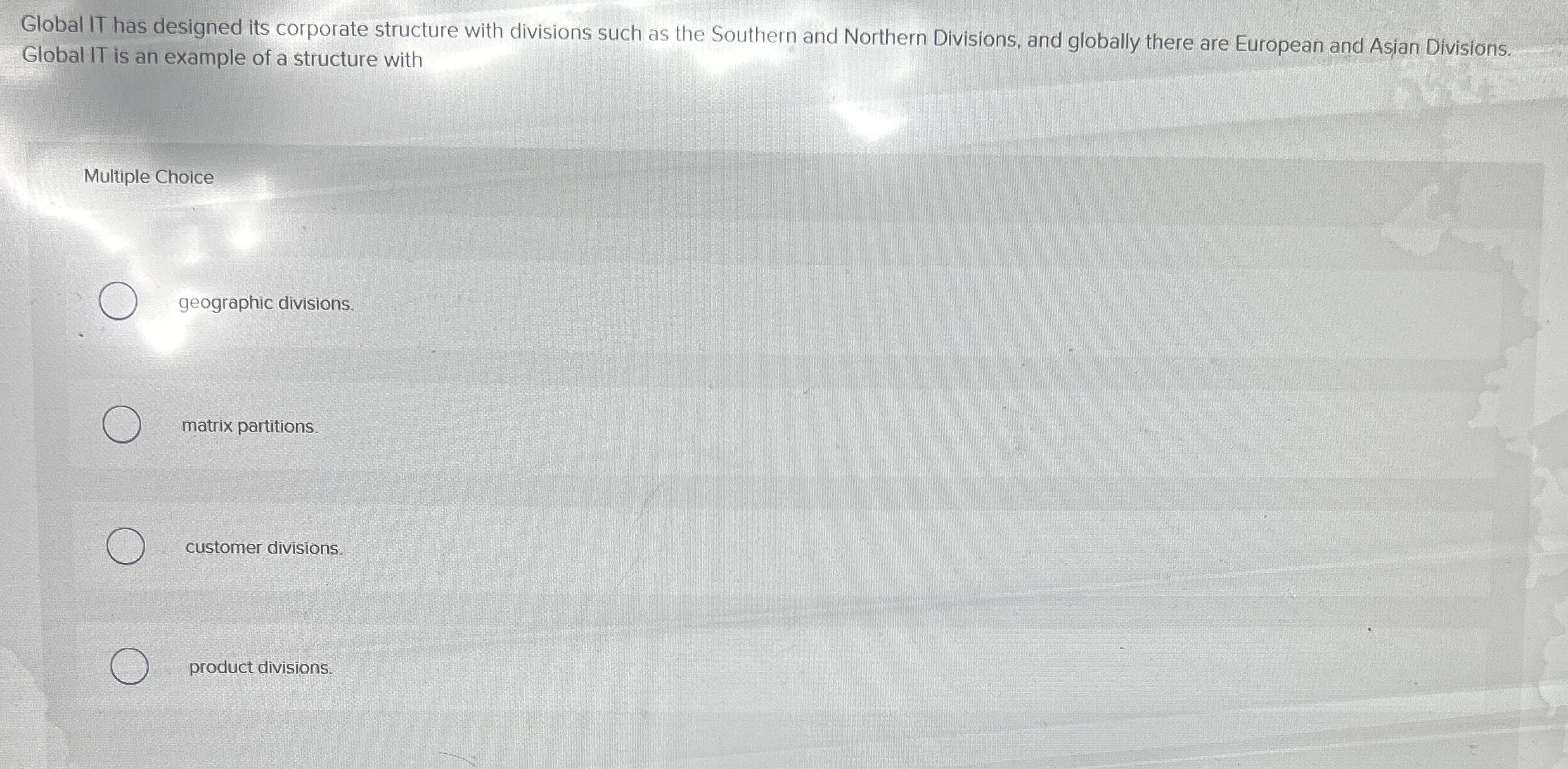 Solved Global IT has designed its corporate structure with | Chegg.com