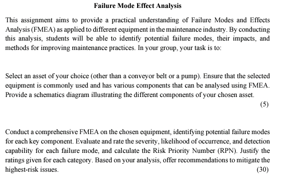 Solved Failure Mode Effect AnalysisThis assignment aims to | Chegg.com