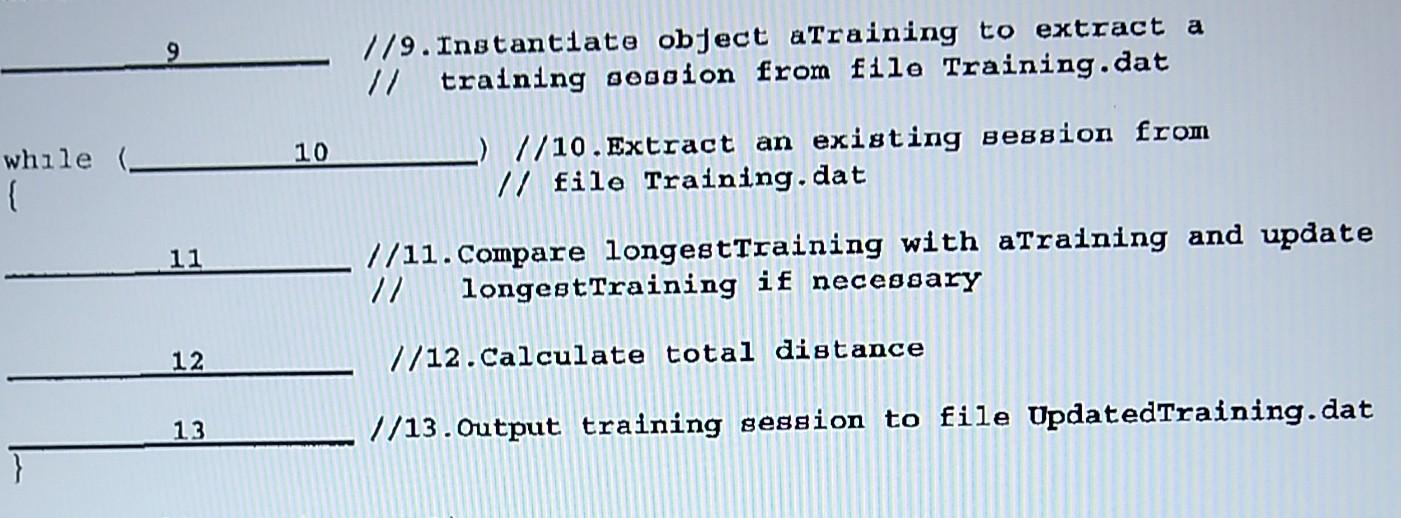 Solved //9. Instantiate object aTraining to extract a // | Chegg.com