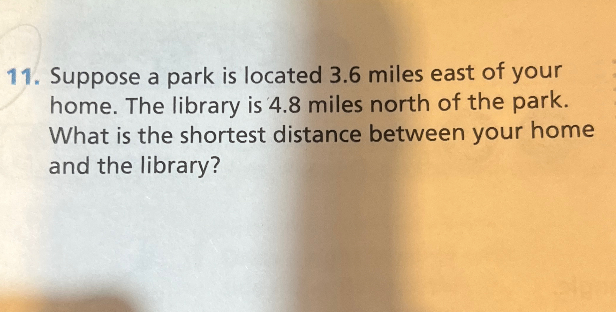 Solved Suppose a park is located 3.6 ﻿miles east of your | Chegg.com