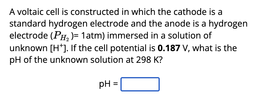 Solved A voltaic cell is ﻿constructed in ﻿which the cathode | Chegg.com