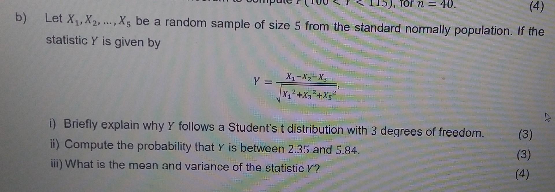 Solved Let X1,X2,…,X5 be a random sample of size 5 from the | Chegg.com