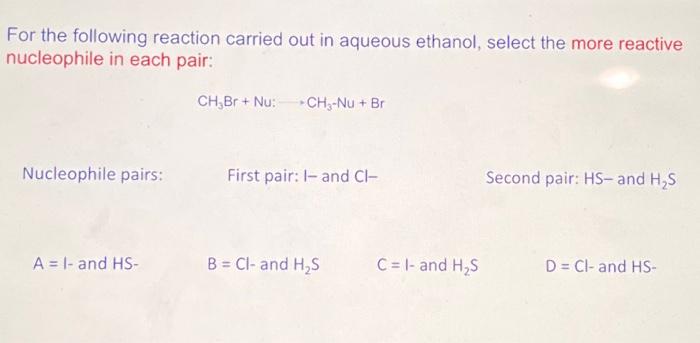 Solved For the following reaction carried out in aqueous | Chegg.com