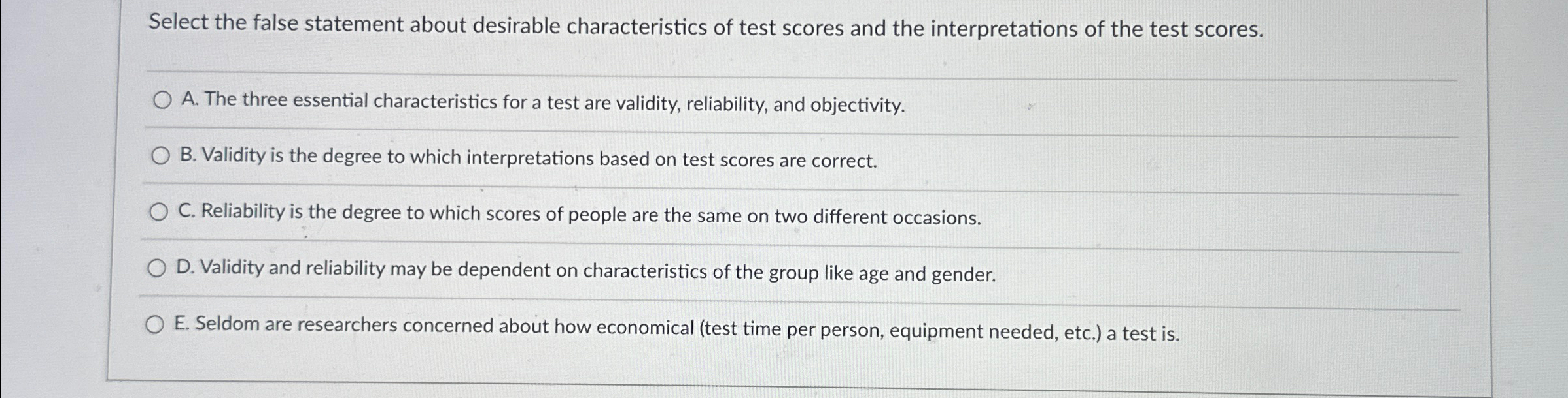 Solved Select the false statement about desirable | Chegg.com