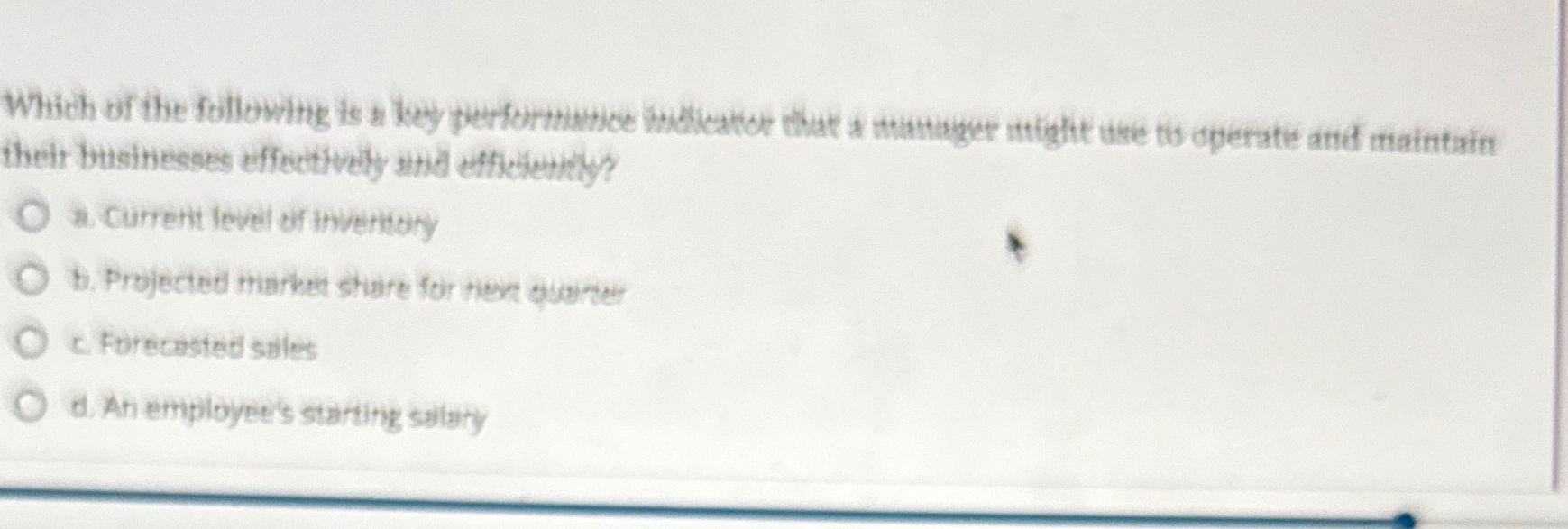 Solved Which of the following is a key pierforminice | Chegg.com