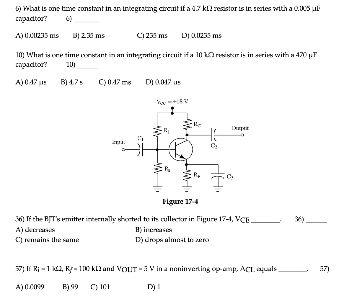 What is one time constant in an integrating circuit | Chegg.com