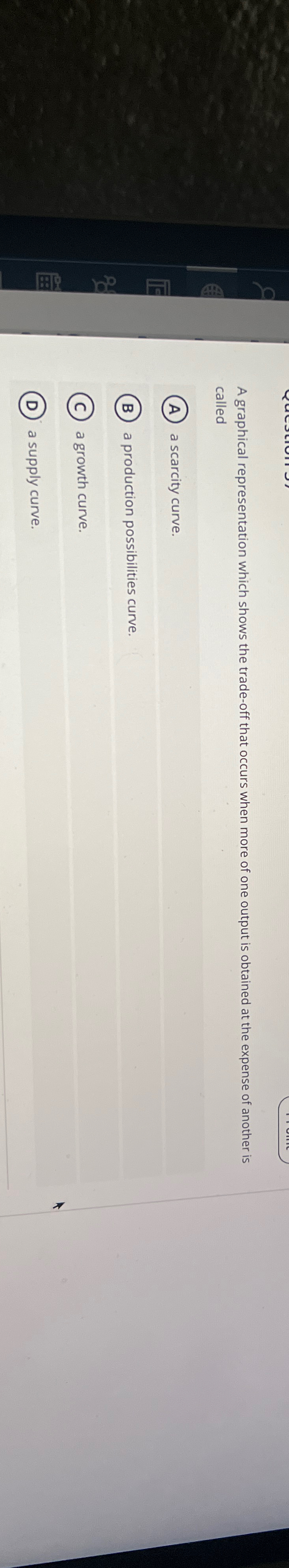 Solved A graphical representation which shows the trade-off | Chegg.com