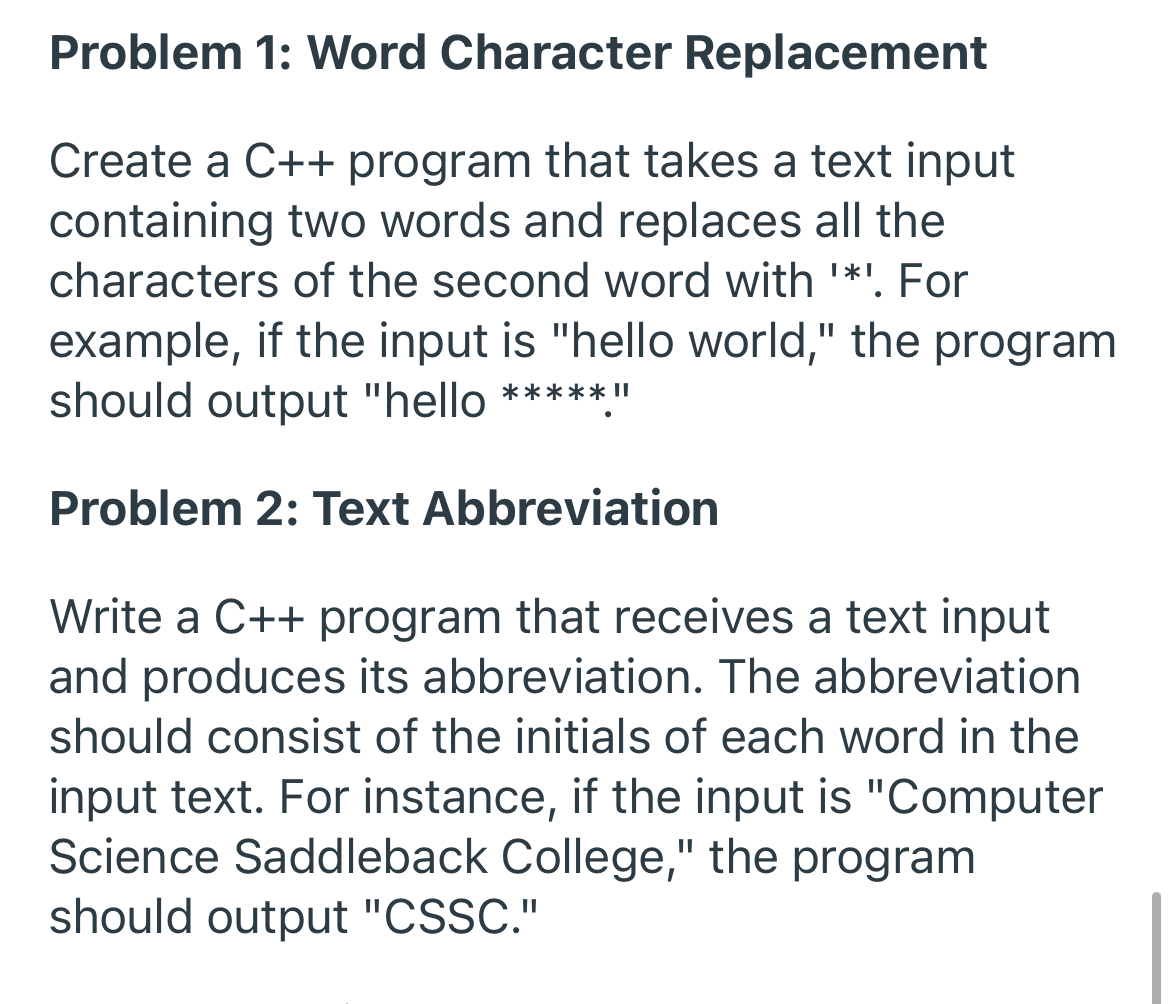 Solved Problem 1: Word Character ReplacementCreate a C++ | Chegg.com