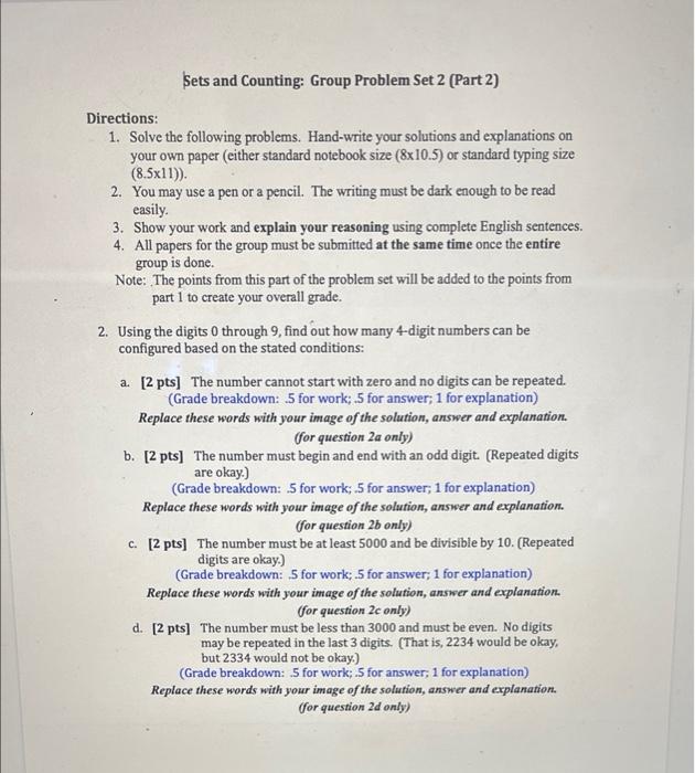 Solved Sets and Counting: Group Problem Set 2 (Part 2) | Chegg.com