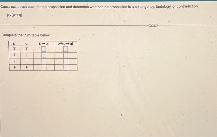 Solved Construct a truth table for the proposition and | Chegg.com