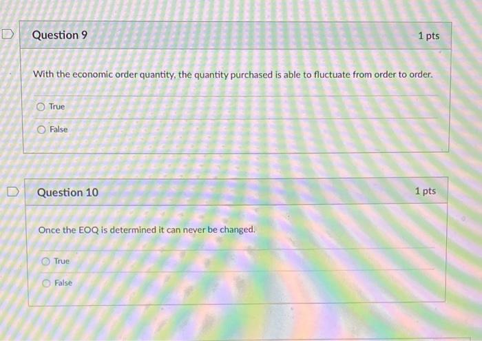 Solved With the economic order quantity, the quantity | Chegg.com