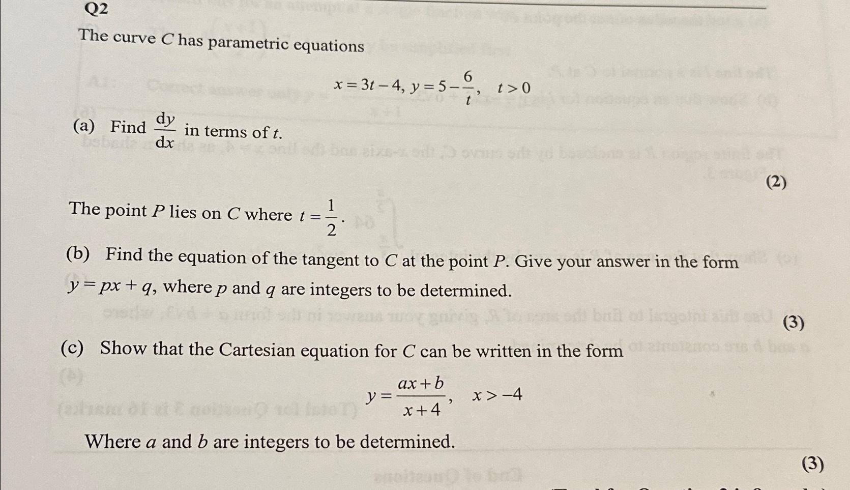 Solved Q2The curve C ﻿has parametric | Chegg.com