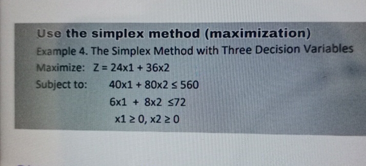 Solved Use The Simplex Method Maximizationexample 4 the 4249