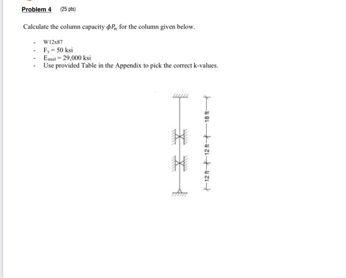 Solved Problem 4 (25 pts) Calculate the column capacity P, | Chegg.com