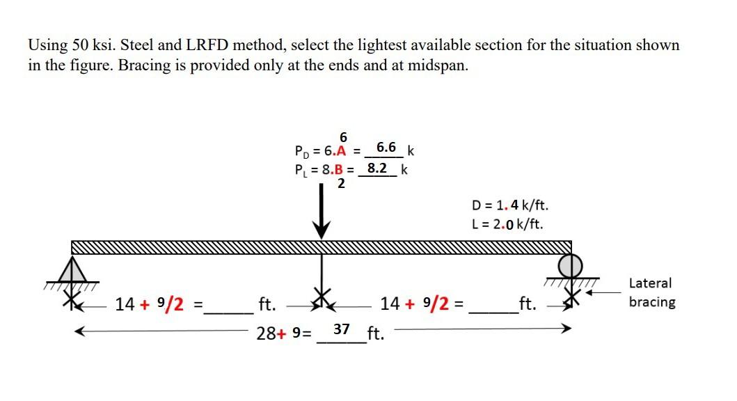 Solved Using 50ksi. Steel and LRFD method, select the | Chegg.com