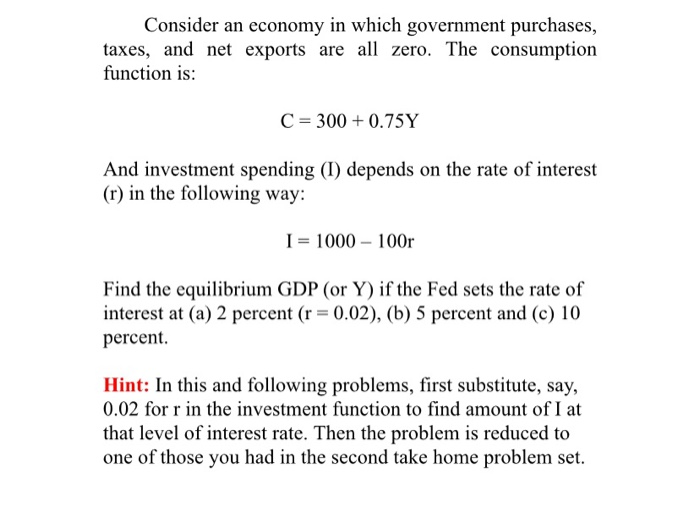 Solved Consider an economy in which government purchases, | Chegg.com