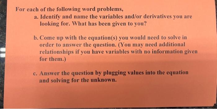 Solved For each of the following word problems, a. Identify | Chegg.com