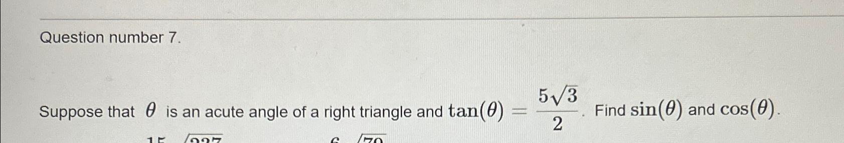 Solved Question number 7.Suppose that θ ﻿is an acute angle | Chegg.com