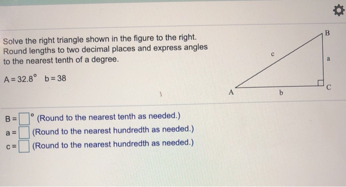 Solved Solve the right triangle shown in the figure to the | Chegg.com