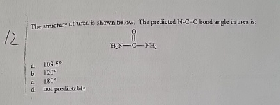 Solved The structure of urea is shown below. The predicted | Chegg.com