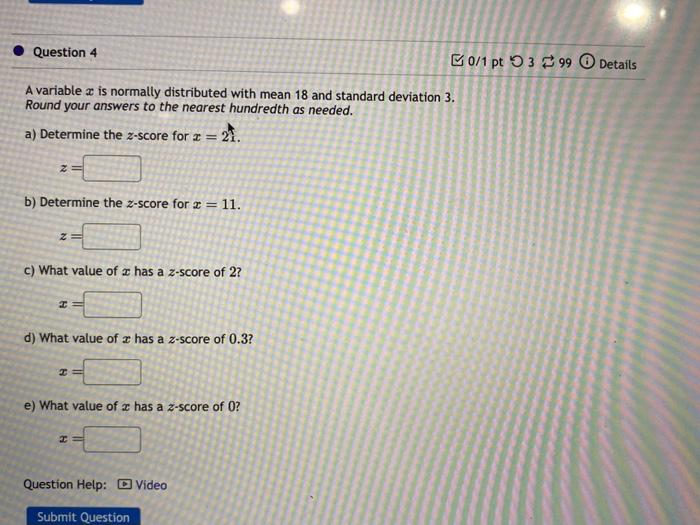 Solved In A Normal Distribution A Data Value Located 0 9