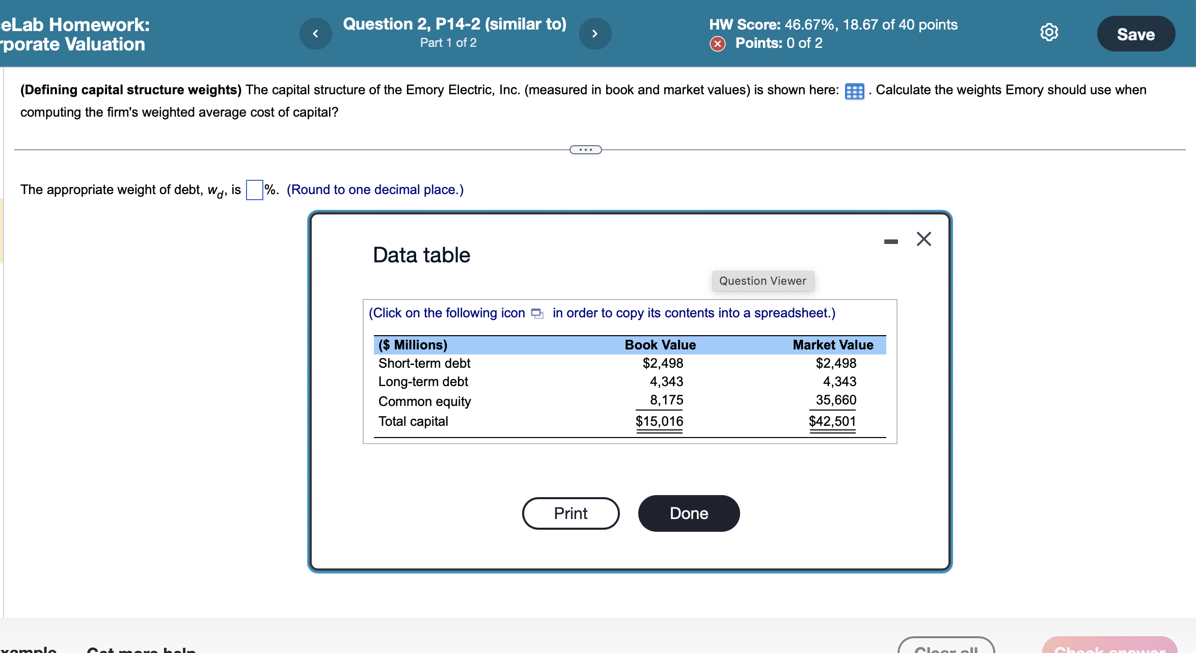 Solved (Defining capital structure weights) ﻿The capital | Chegg.com