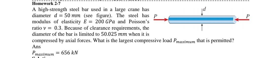 Solved Homework 2-7 A high-strength steel bar used in a | Chegg.com