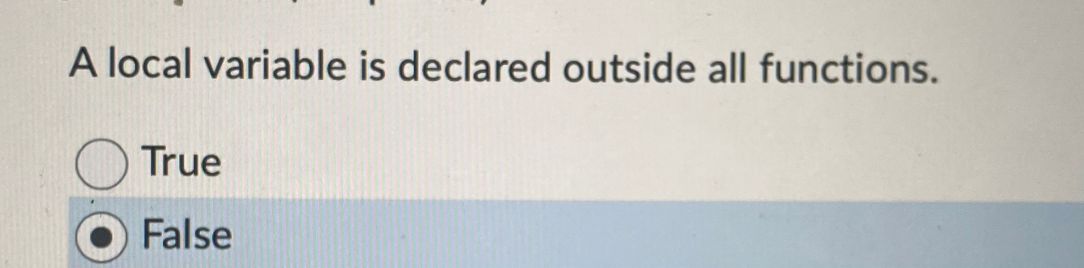 Solved A local variable is declared outside all | Chegg.com