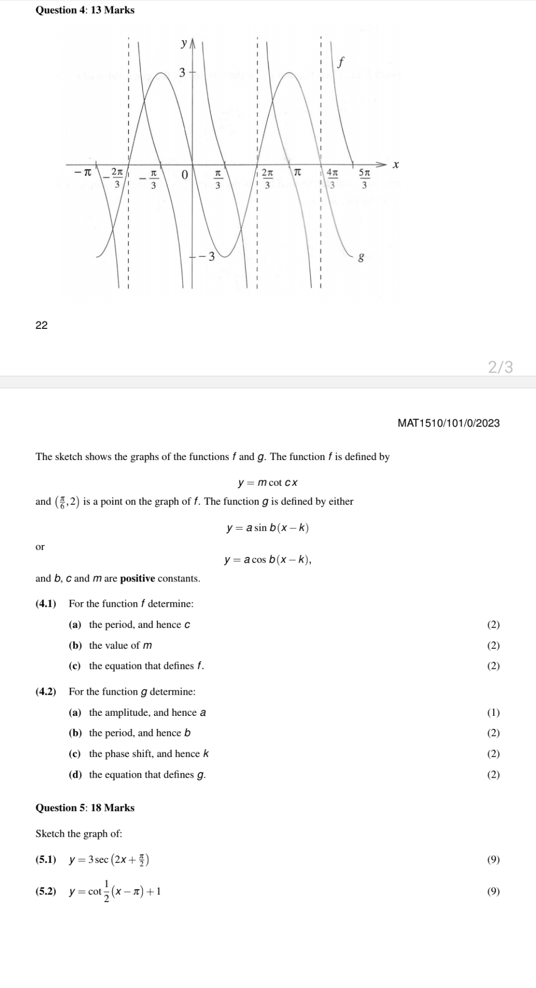 Solved Question 4: 13 Marks22MAT1510/101/0/2023The sketch | Chegg.com Solved Question 4: 13 Marks22MAT1510/101/0/2023The sketch | Chegg.com