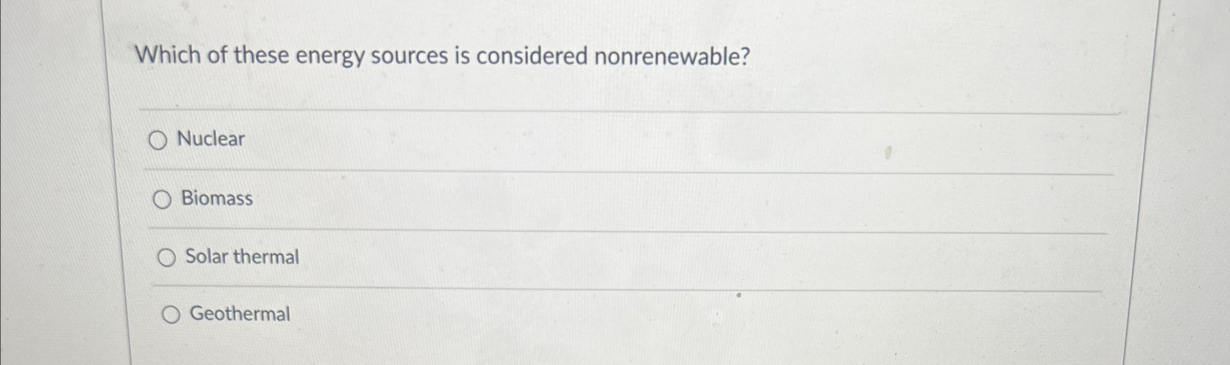 Solved Which of these energy sources is considered | Chegg.com
