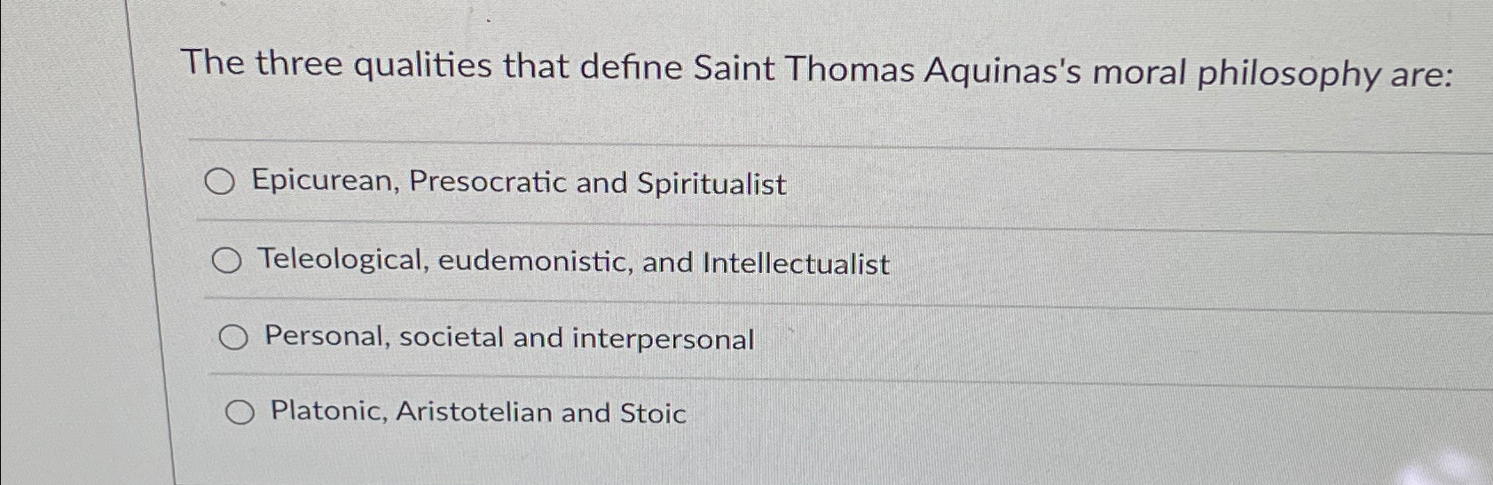 Solved The three qualities that define Saint Thomas | Chegg.com