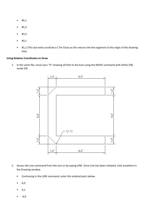 Solved Using Absolute Coordinates to w 1. Open a new AutoCAD | Chegg.com
