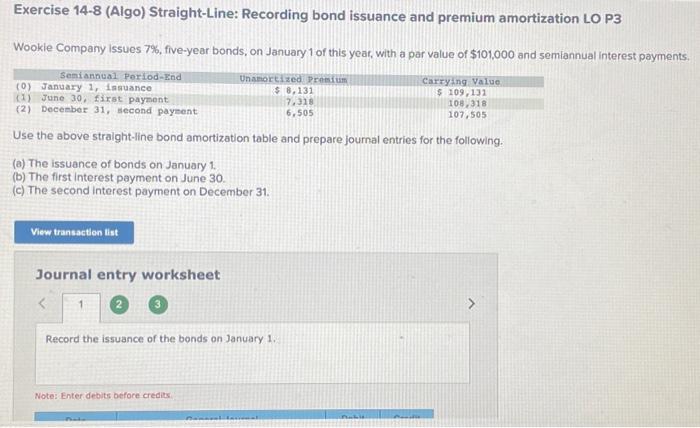 Solved Exercise 14-8 (Algo) Straight-Line: Recording bond | Chegg.com