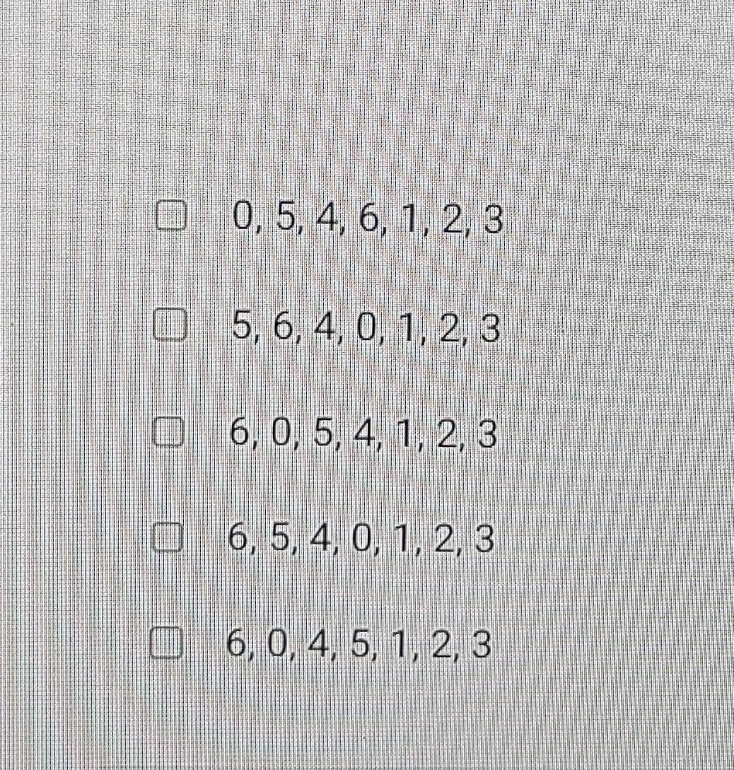 Solved 5) Select all the possible topological sorted | Chegg.com