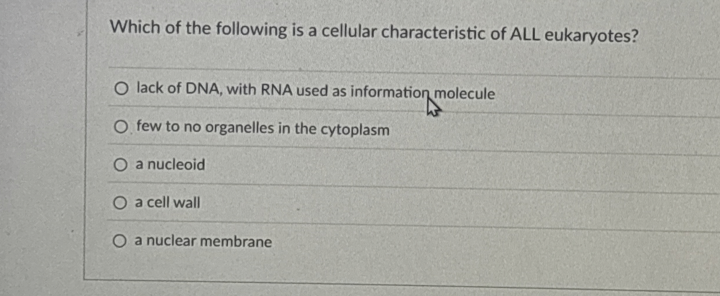 Solved Which of the following is a cellular characteristic | Chegg.com