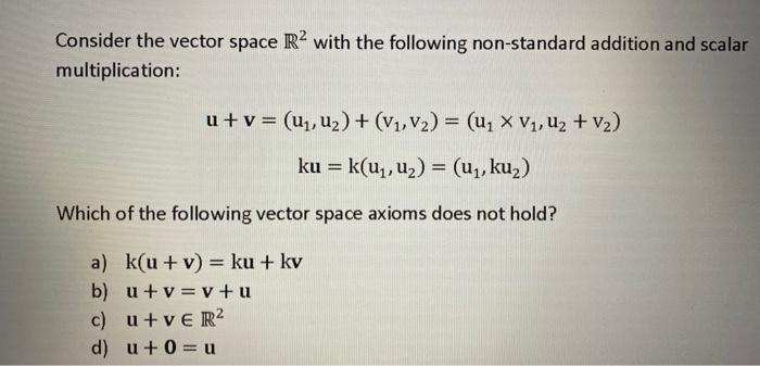 Solved Consider the vector space R2 with the following | Chegg.com